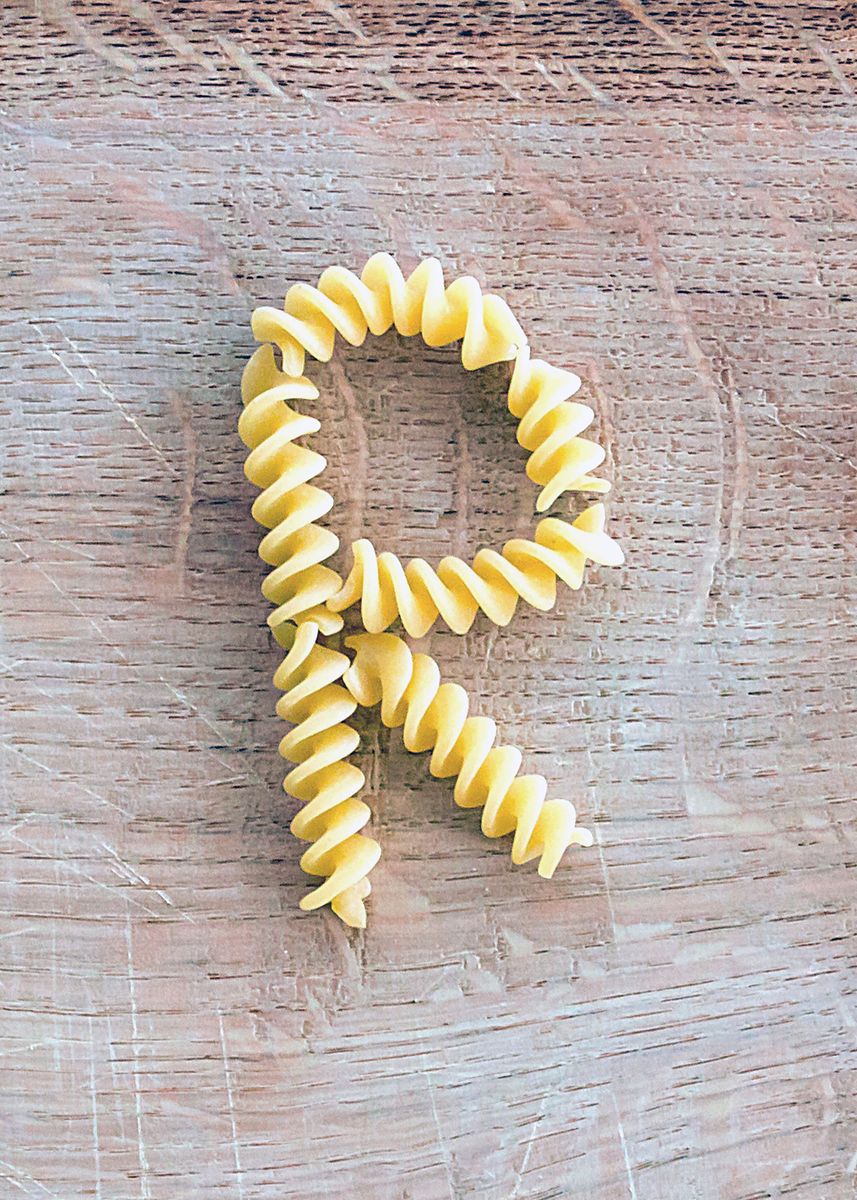 'Letter composed with pasta' Poster, picture, metal print, paint by ...