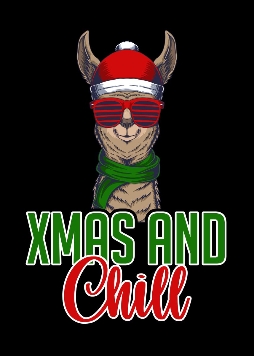 'Xmas And Chill Llamas' Poster by Roland Andres | Displate