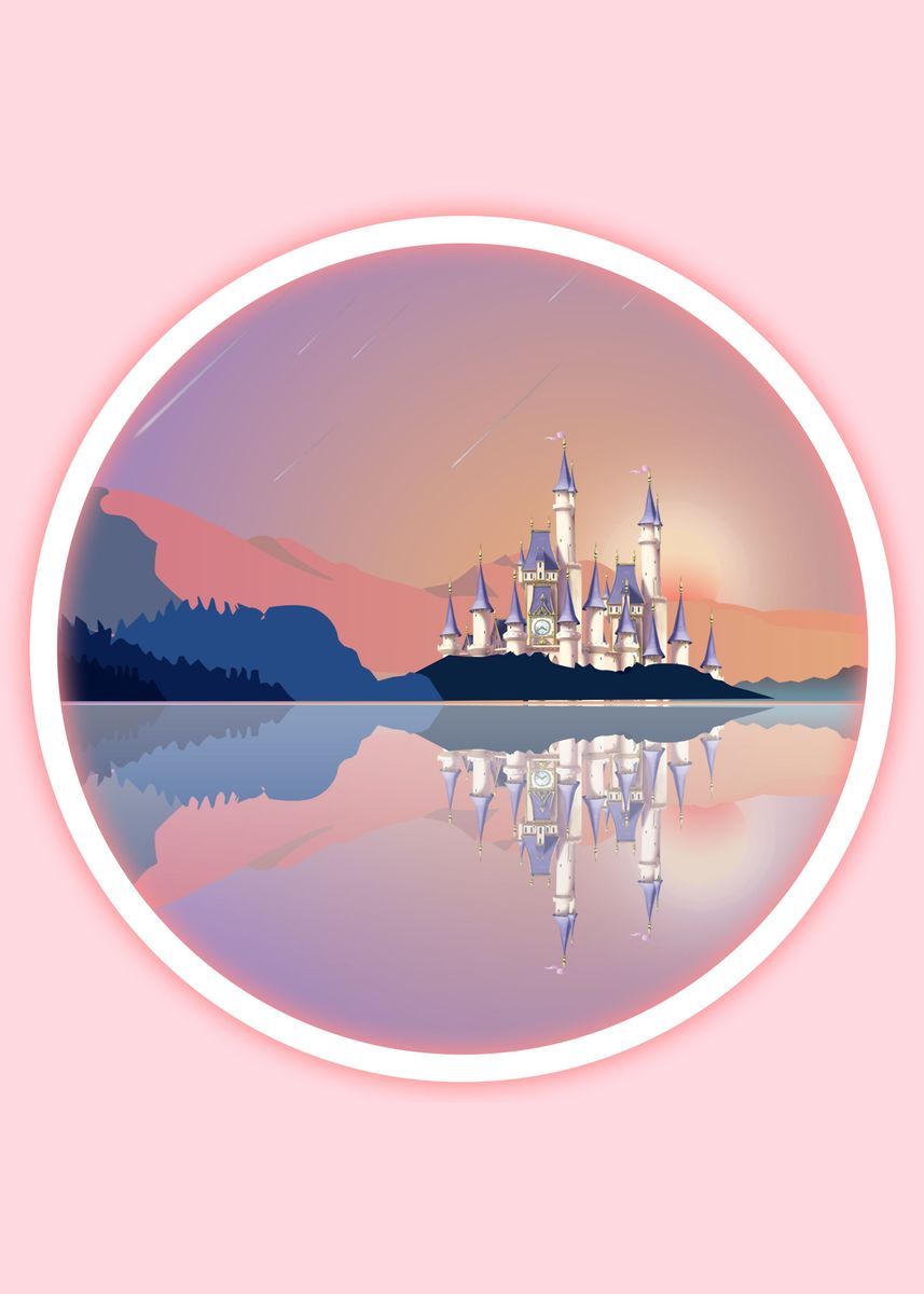'Castle reflection Mountain' Poster, picture, metal print, paint by Max ...