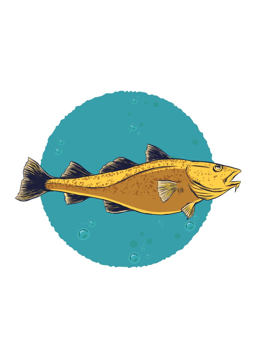 'Cod Fish Fishing Gift' Poster, picture, metal print, paint by Phil ...