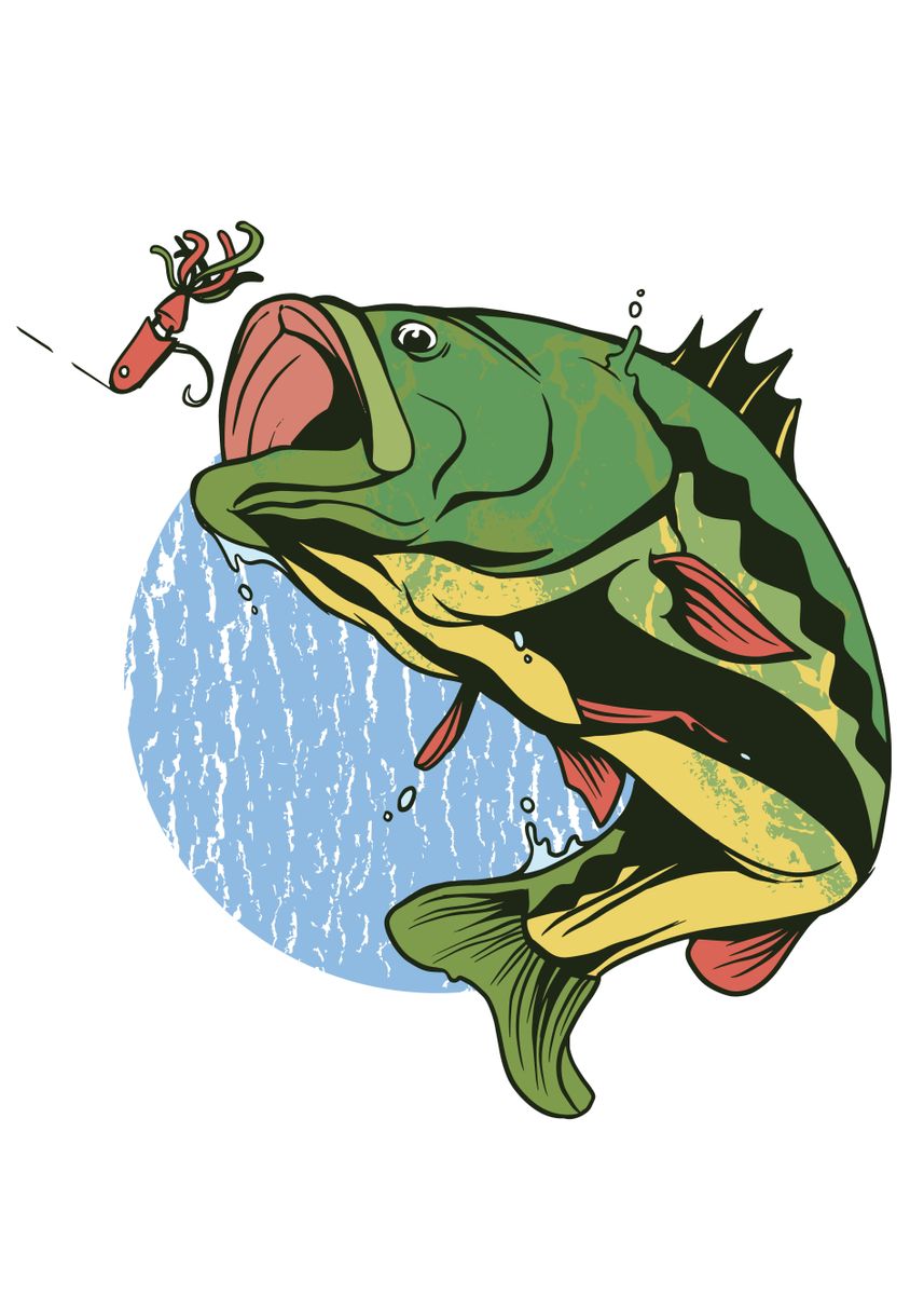 'Barsch Fish Fishing Gift' Poster, picture, metal print, paint by Phil ...