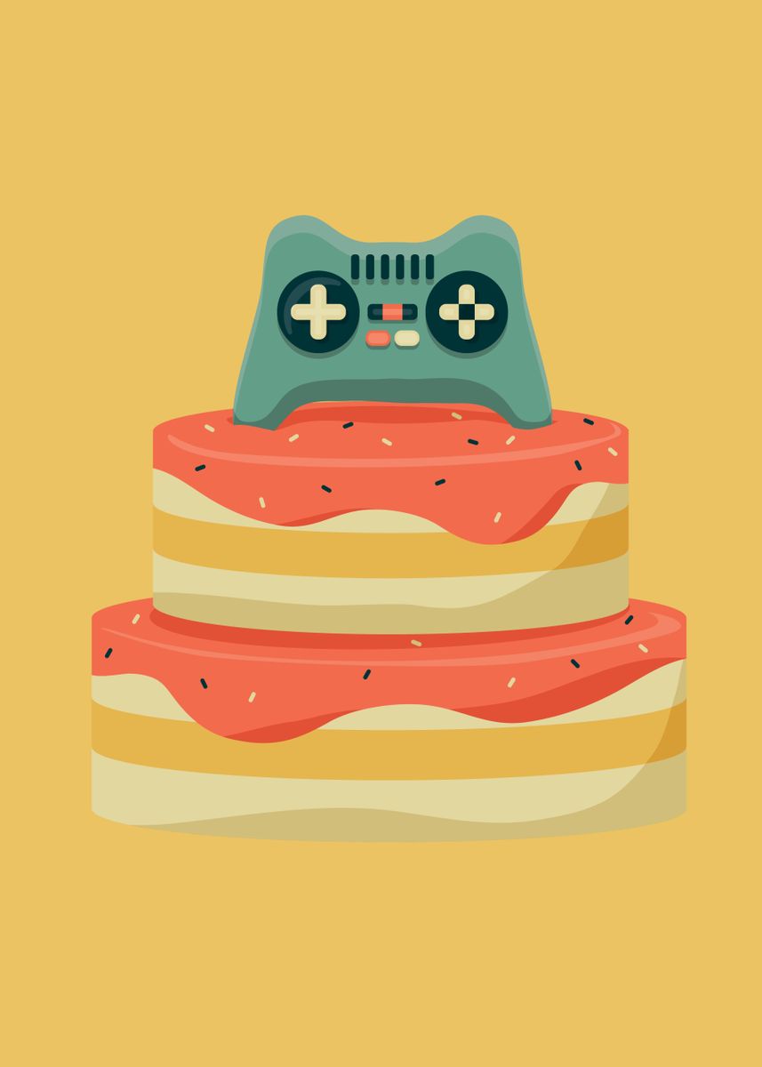 'Gaming Cake Birthday' Poster, picture, metal print, paint by ...