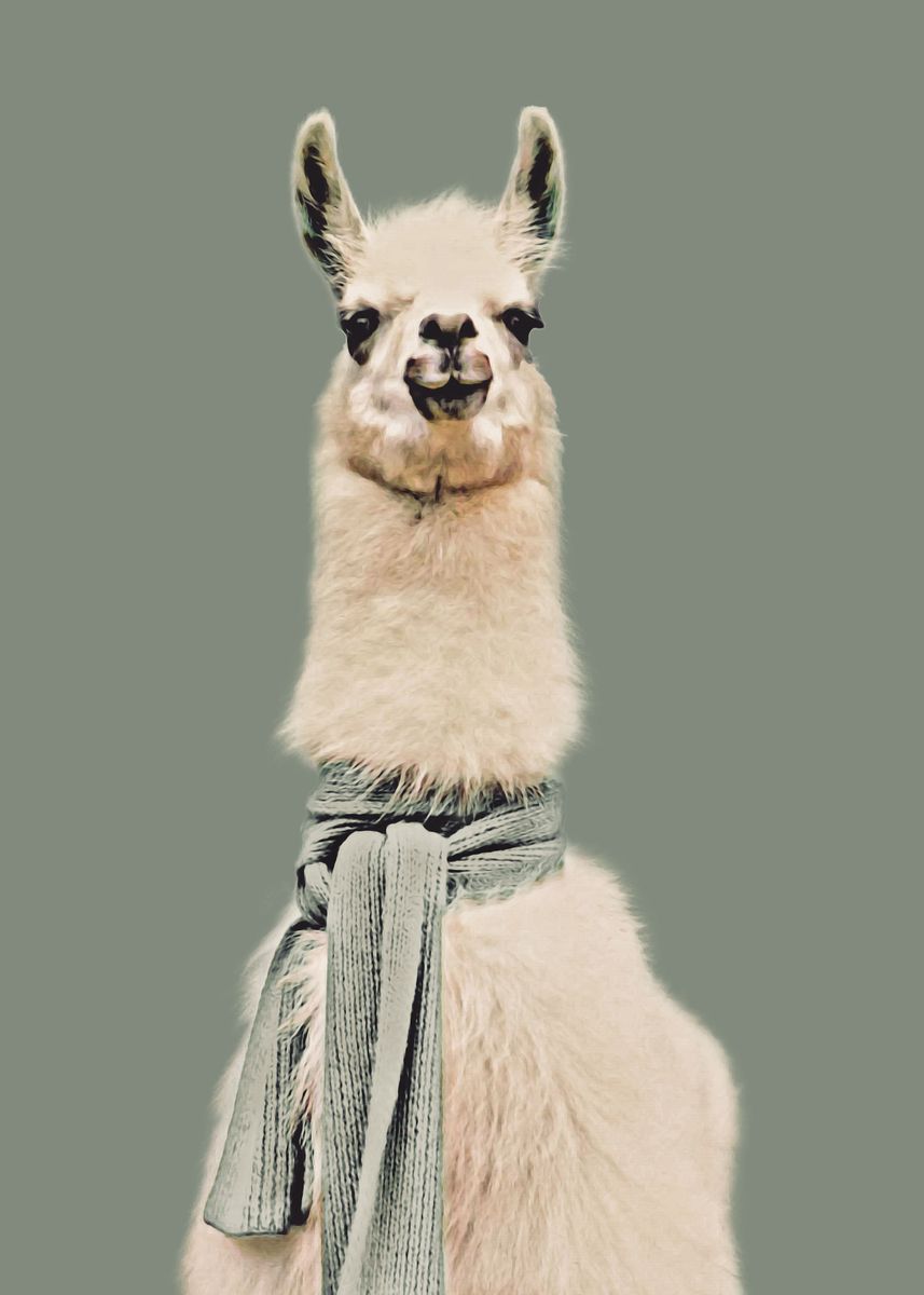 'Vintage Cold Llama' Poster, picture, metal print, paint by Swan Dee ...