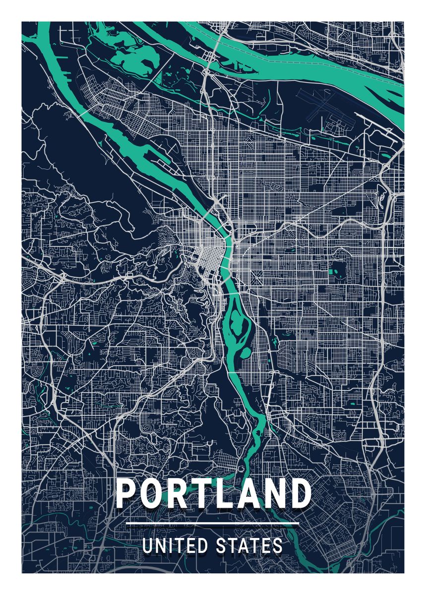 'Portland Blue Dark Color' Poster, picture, metal print, paint by Tien ...