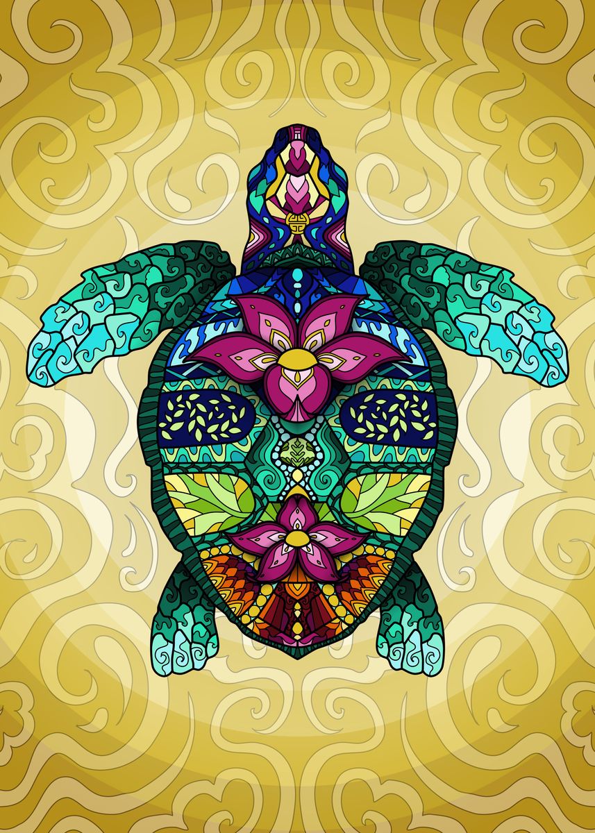 'Turtle Sage' Poster, picture, metal print, paint by Seraphine | Displate