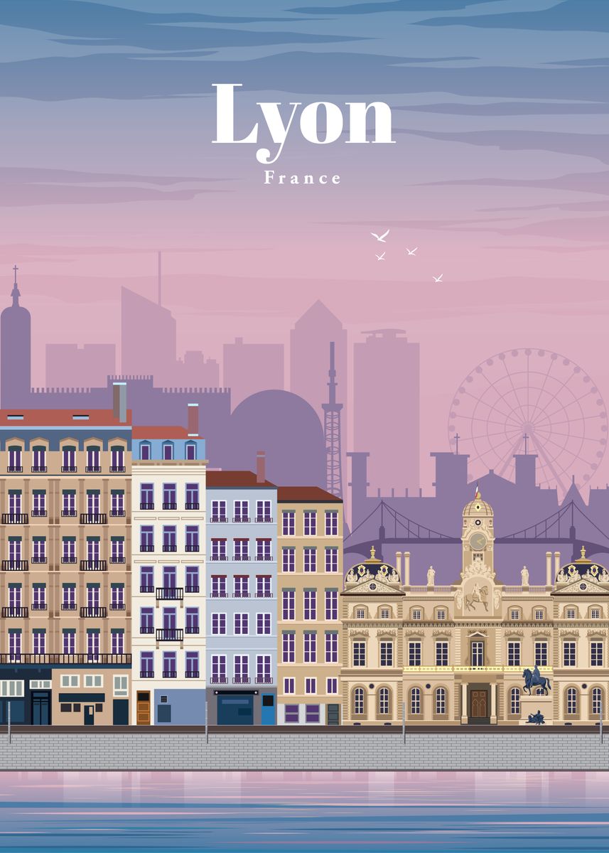 'Travel to Lyon' Poster, picture, metal print, paint by Studio 324 ...