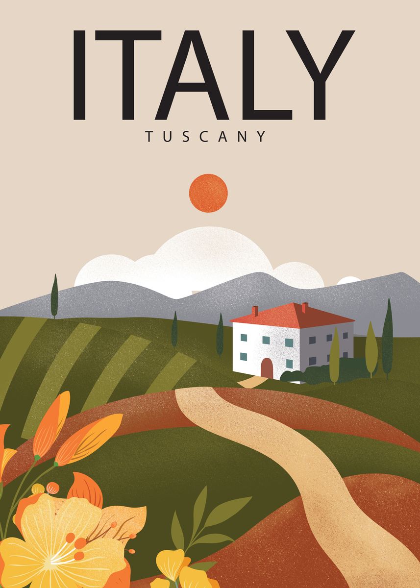 'Tuscany 1' Poster, picture, metal print, paint by Caravan Studio ...