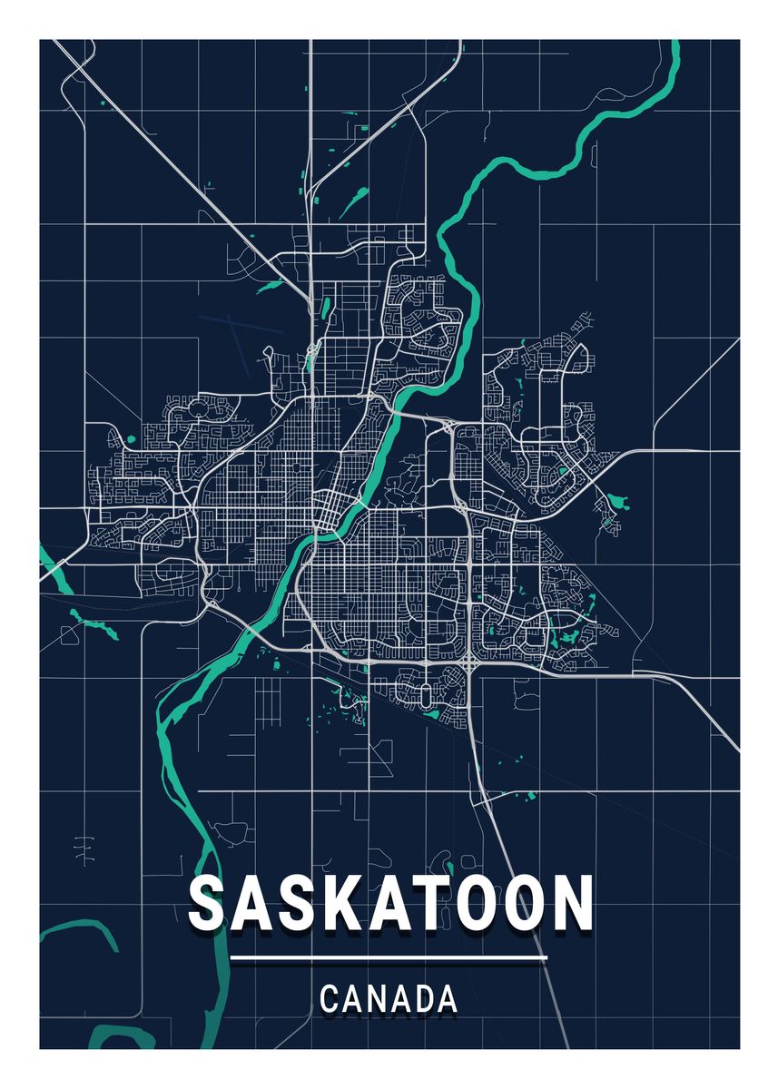 'Saskatoon Blue Dark Color ' Poster, picture, metal print, paint by ...