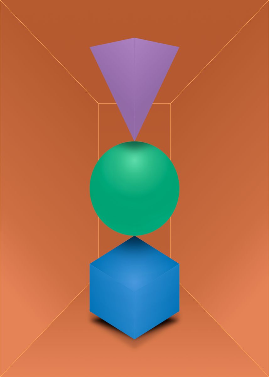 'Stacked geometry' Poster by Marcelo Antunes | Displate