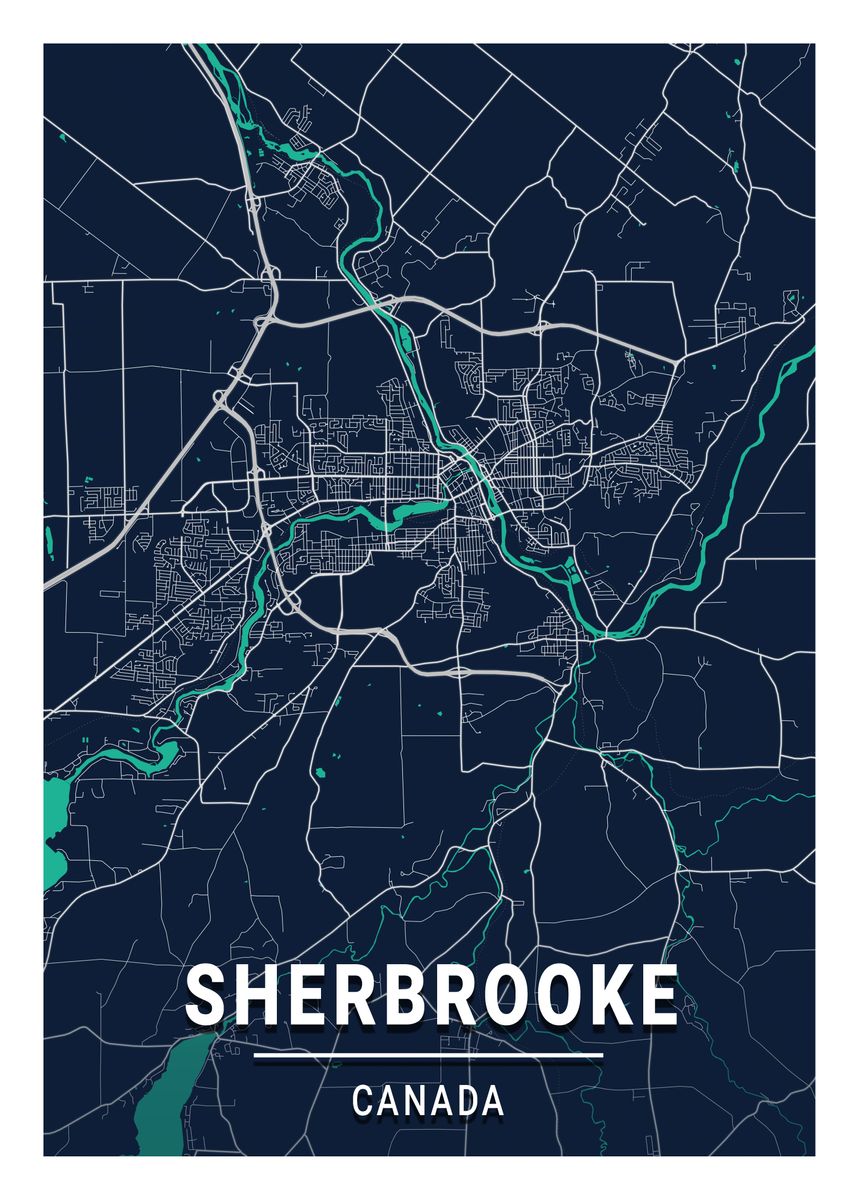 'Sherbrooke Blue Dark Color' Poster by Tien Stencil | Displate