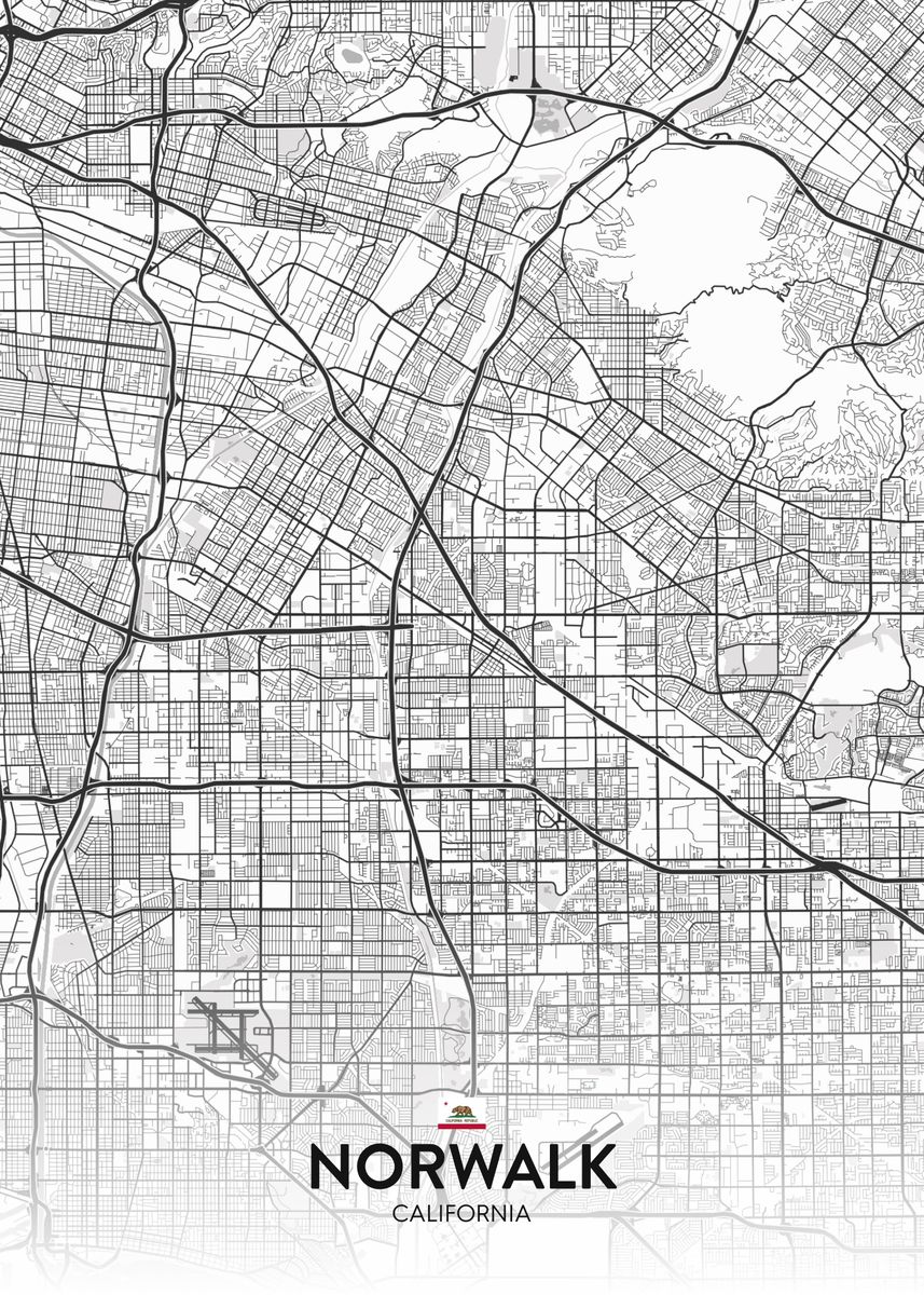 'Norwalk CA' Poster, picture, metal print, paint by IMR Designs | Displate