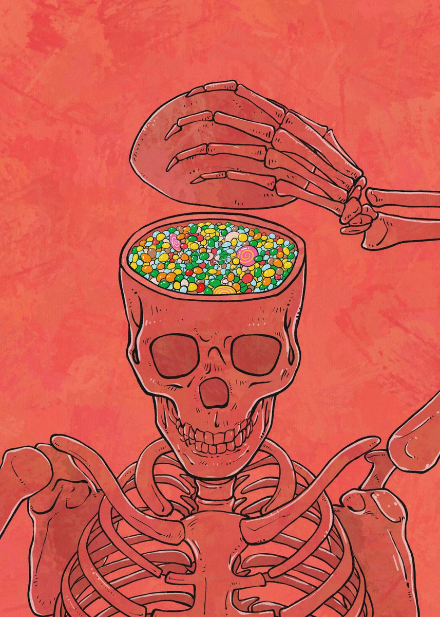 'Squeleton Funny Skull' Poster, picture, metal print, paint by NATURECO ...