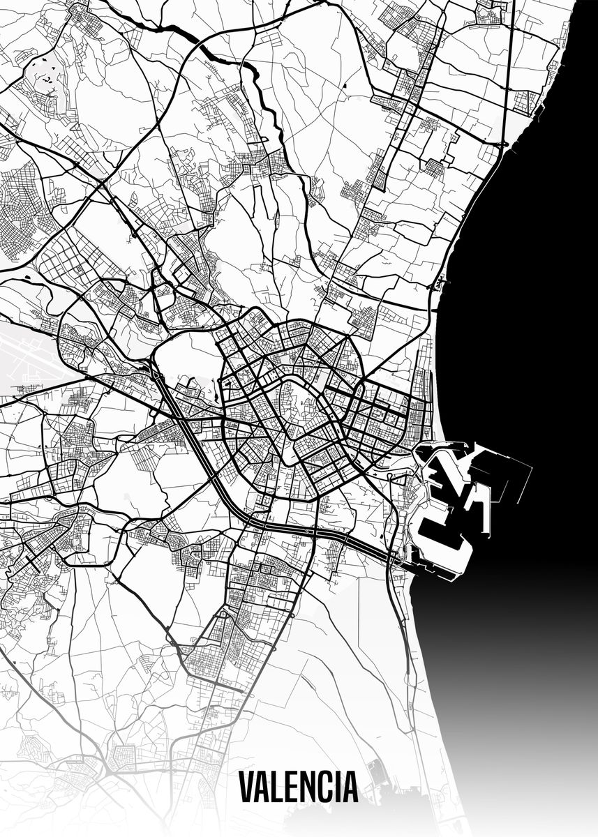 'Valencia map' Poster, picture, metal print, paint by LUNGHISTE | Displate