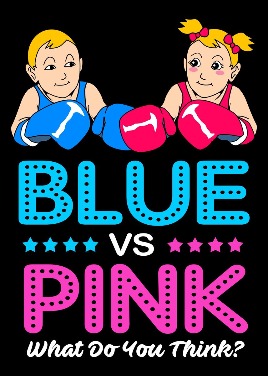 'Blue Or Pink Boxing' Poster, picture, metal print, paint by FunnyGifts ...