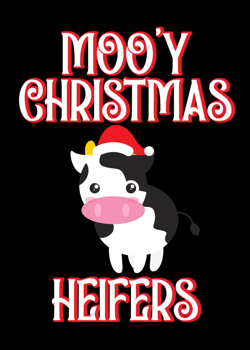 'Mooy Christmas Heifers' Poster, picture, metal print, paint by Roland ...