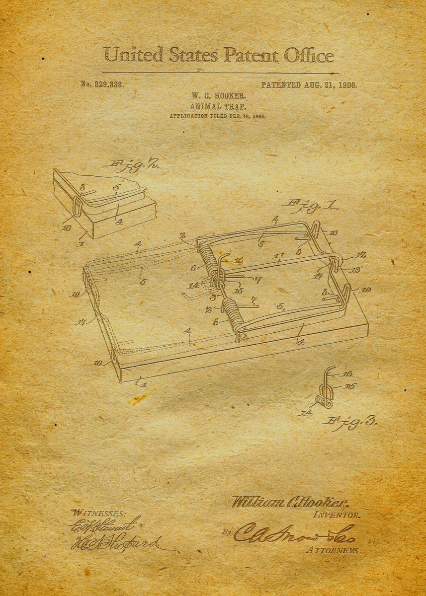'96 Mouse Trap Patent' Poster by Kaleigh Leannon | Displate