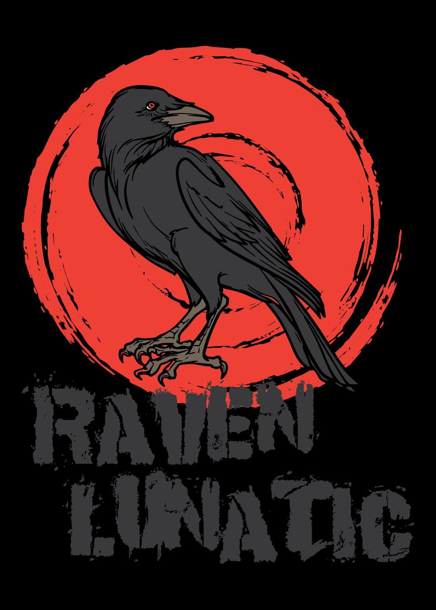 'Raven Lunatic Flying Bla' Poster, picture, metal print, paint by ...