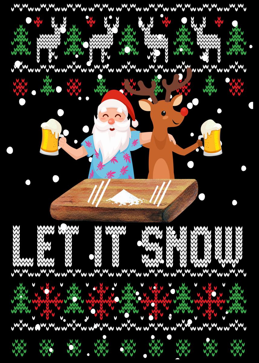 'Santa Claus Cocaine' Poster, picture, metal print, paint by ...