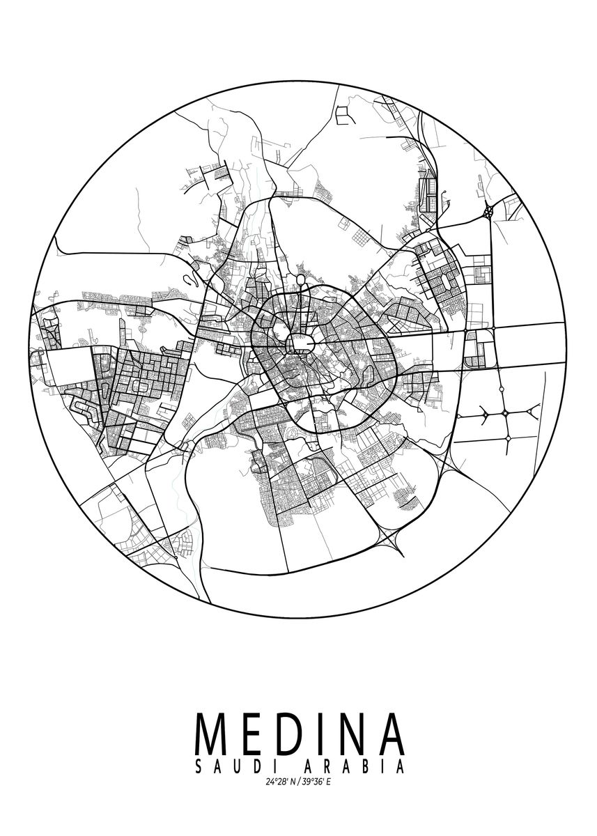 'Medina City Map Circle' Poster by deMAP Studio | Displate