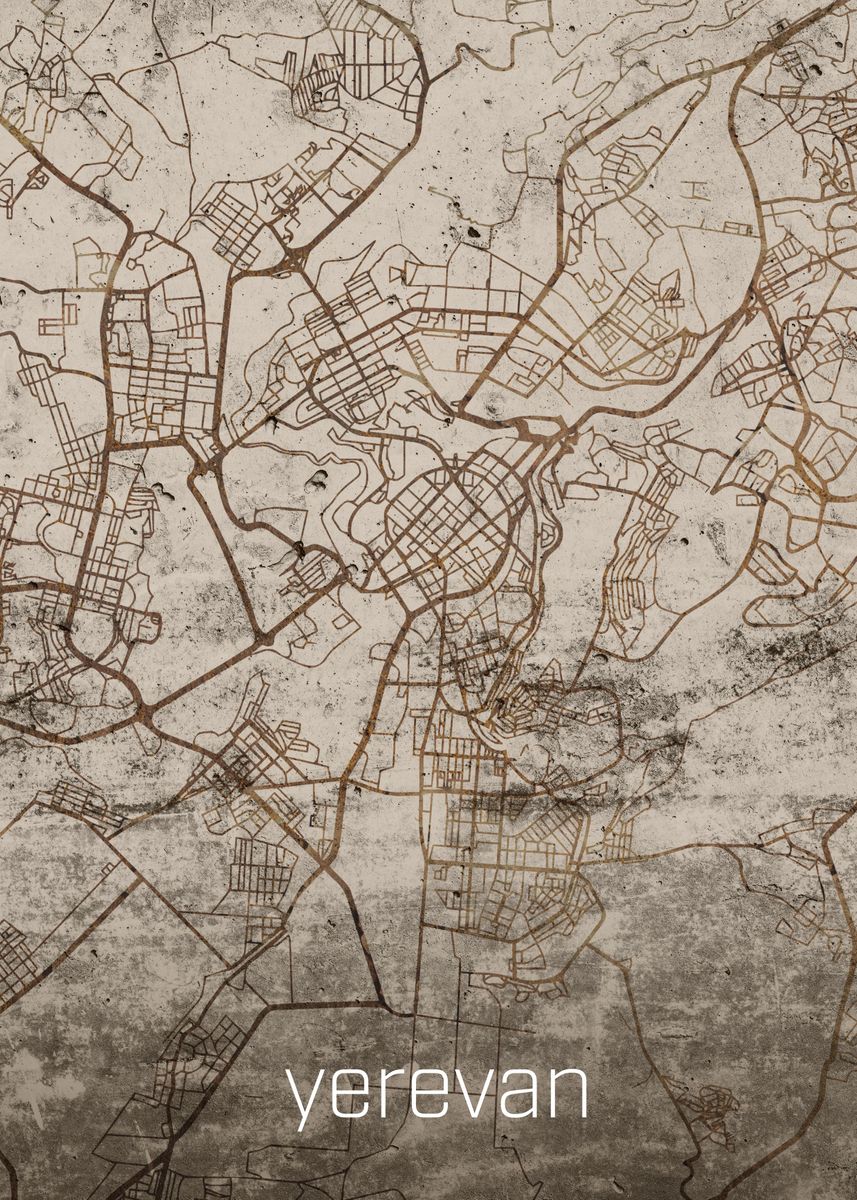 'Yerevan Rusty City Street' Poster, picture, metal print, paint by ...