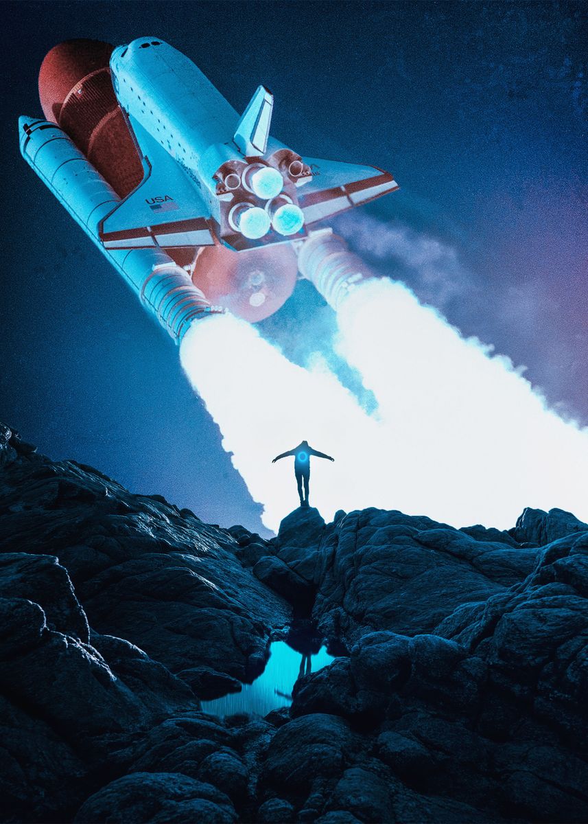 'Spaceship fly away' Poster, picture, metal print, paint by Muhammad ...