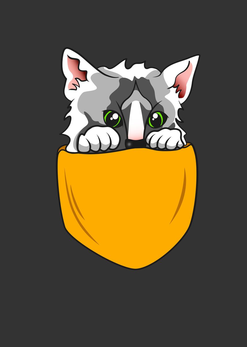 'Cute Pocket Cat Kitty' Poster by Foxxy Merch | Displate