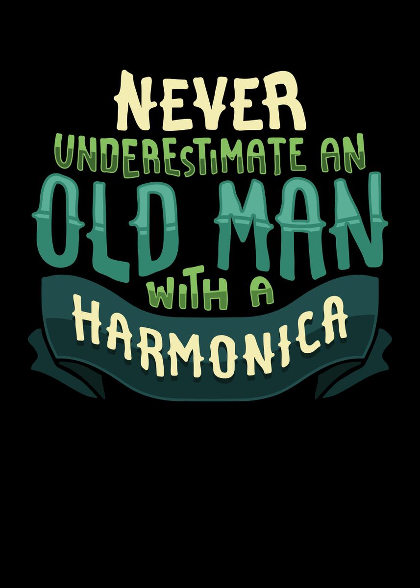 'Old Man With Harmonica' Poster, picture, metal print, paint by Monster ...
