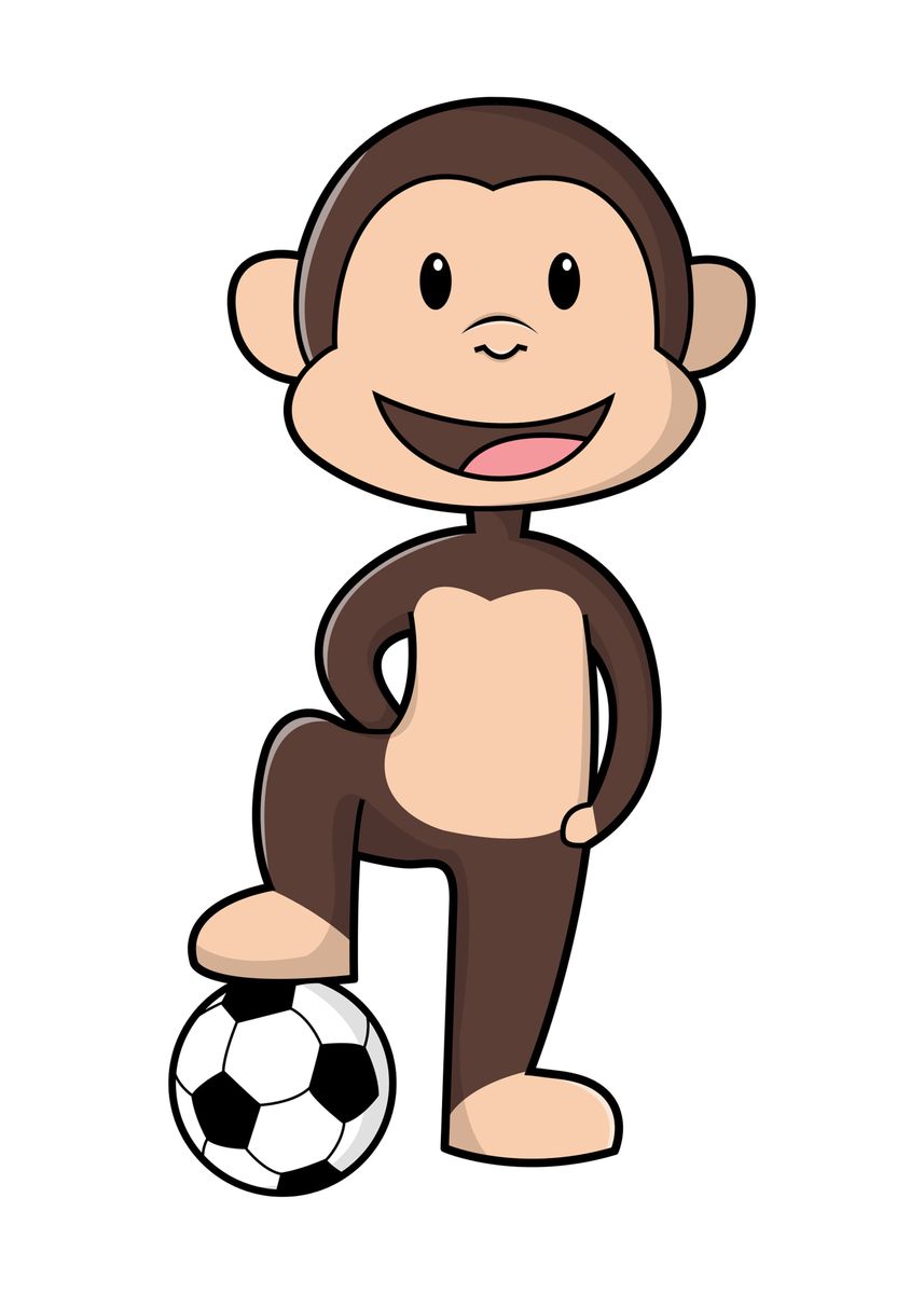 'Monkey Soccer Soccer ball' Poster, picture, metal print, paint by ...