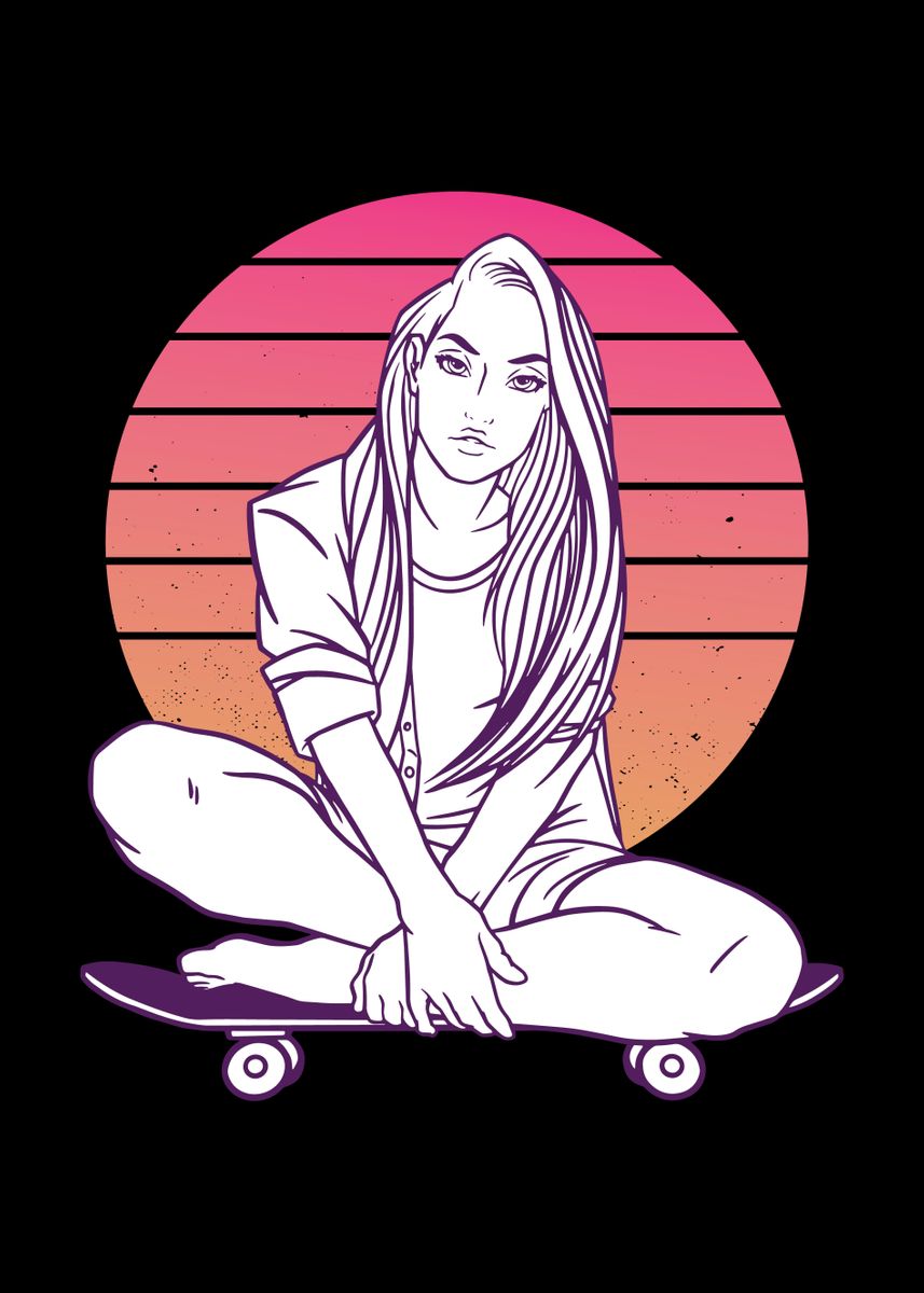 'Aesthetic 8s Retro Skater' Poster, picture, metal print, paint by ...