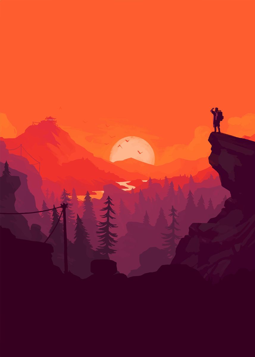 'Firewatch' Poster, picture, metal print, paint by Kunyah | Displate