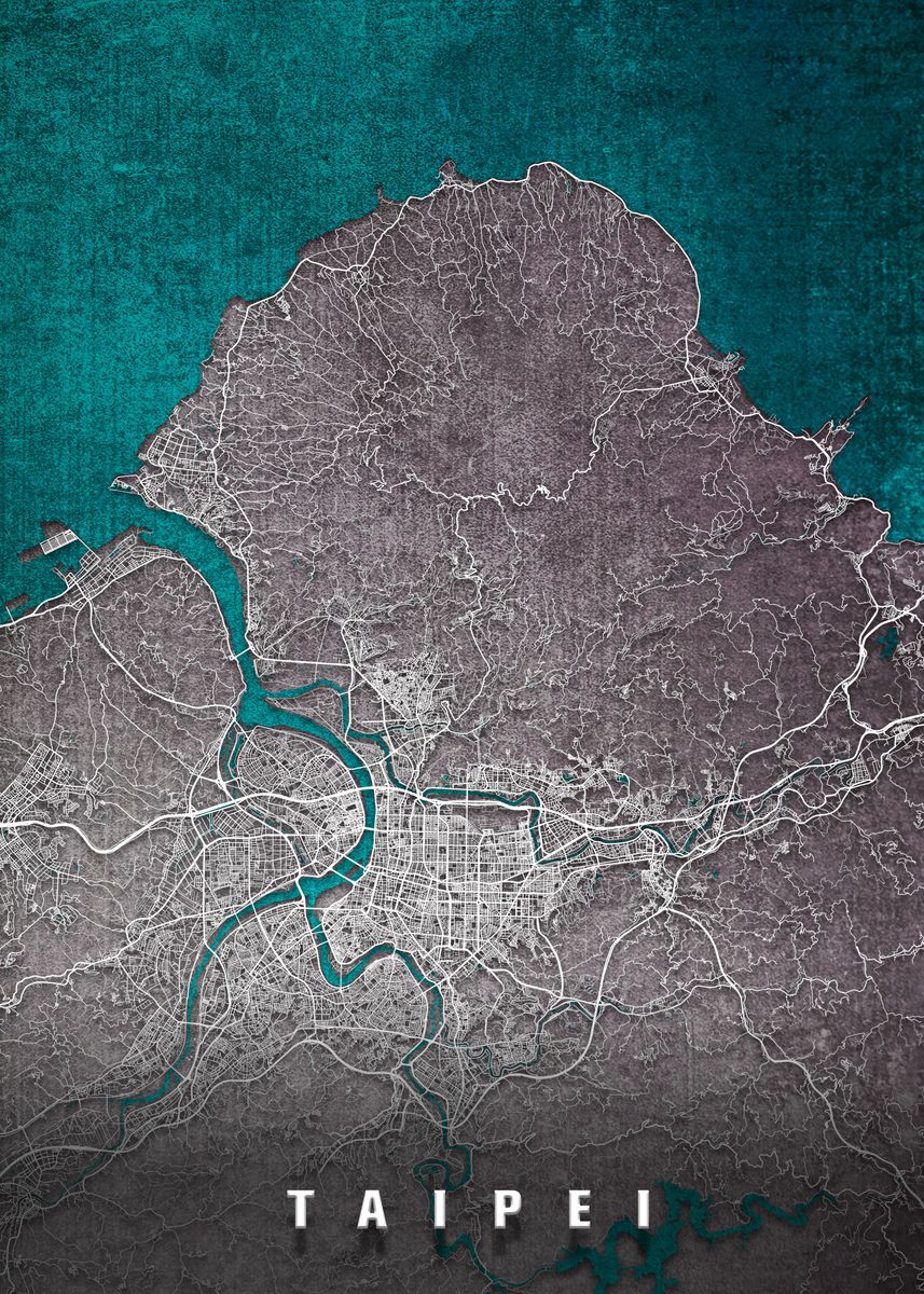 'Taipei Map' Poster, picture, metal print, paint by Maksymilian Kulig ...