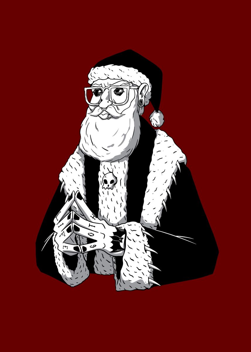 'Goth Santa' Poster, picture, metal print, paint by StonerPlates | Displate