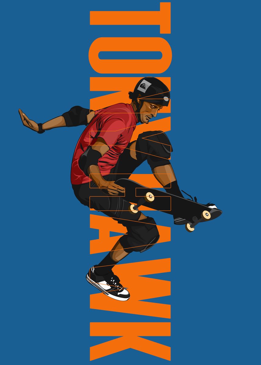 'Tony Hawk' Poster, picture, metal print, paint by Mark Andrew Sabas ...