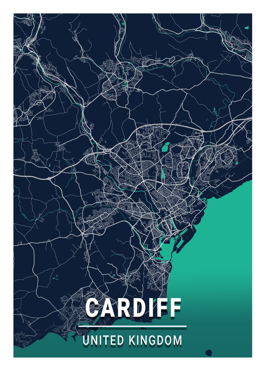 'Cardiff Blue Dark Color' Poster, picture, metal print, paint by Tien ...