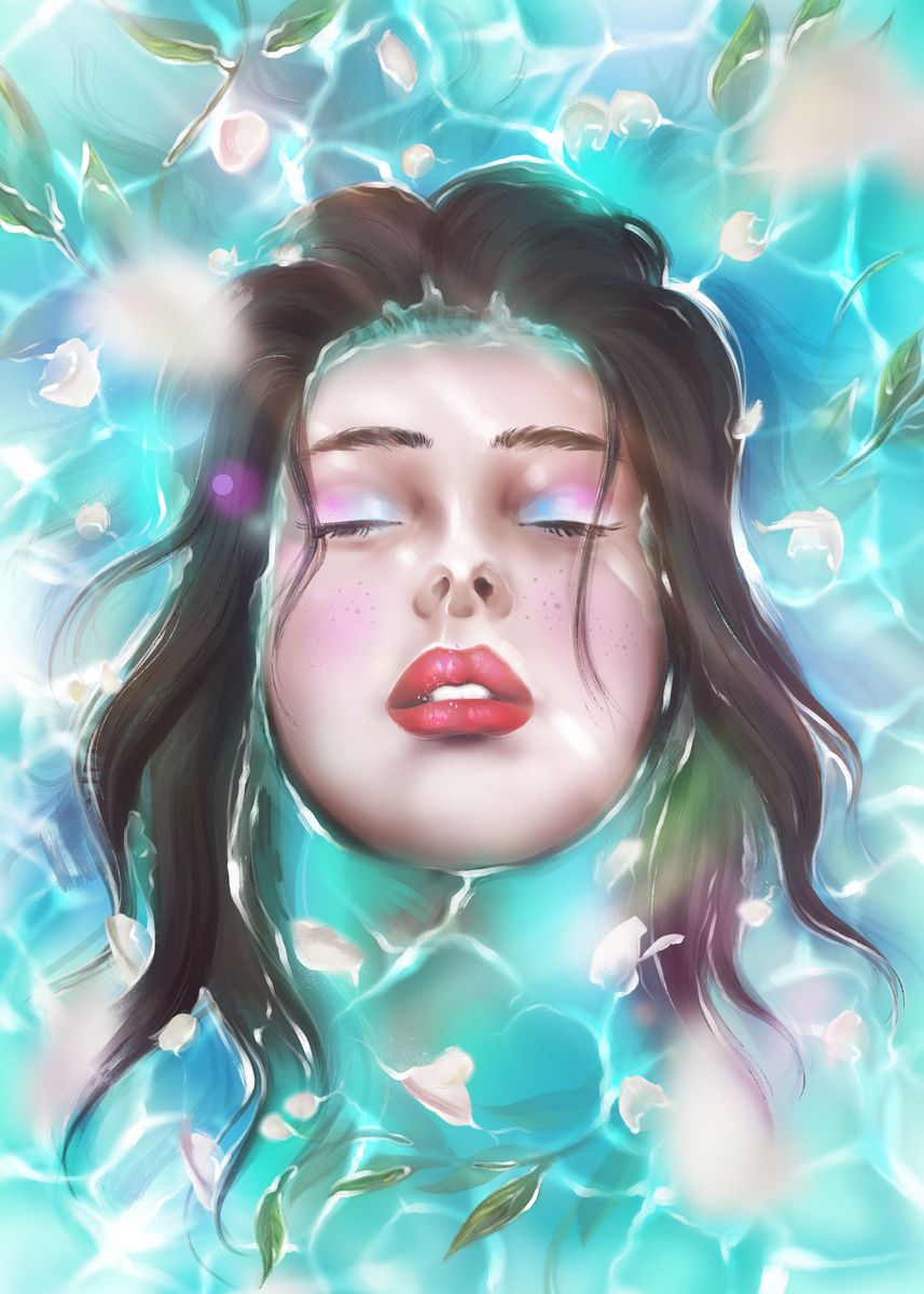 'FLOATING SOUL' Poster, picture, metal print, paint by sachiarts | Displate