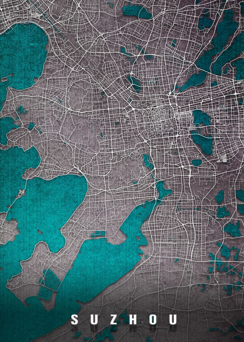 'Suzhou Map' Poster, picture, metal print, paint by Maksymilian Kulig ...