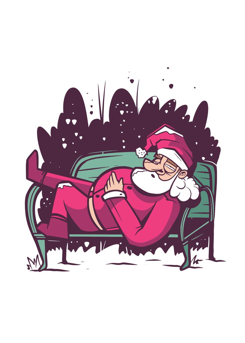 'Santa Sleep' Poster, picture, metal print, paint by AlmightyFashion ...