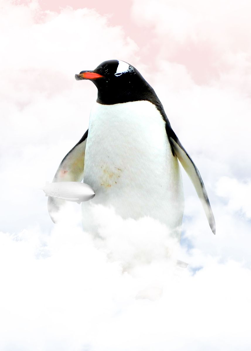 'Penguin in the Sky' Poster, picture, metal print, paint by Julien ...