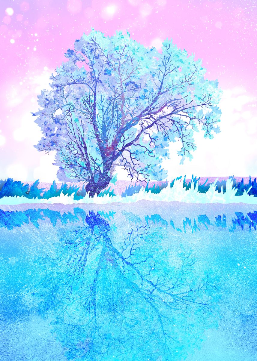 'One white tree' Poster, picture, metal print, paint by Creartist ...