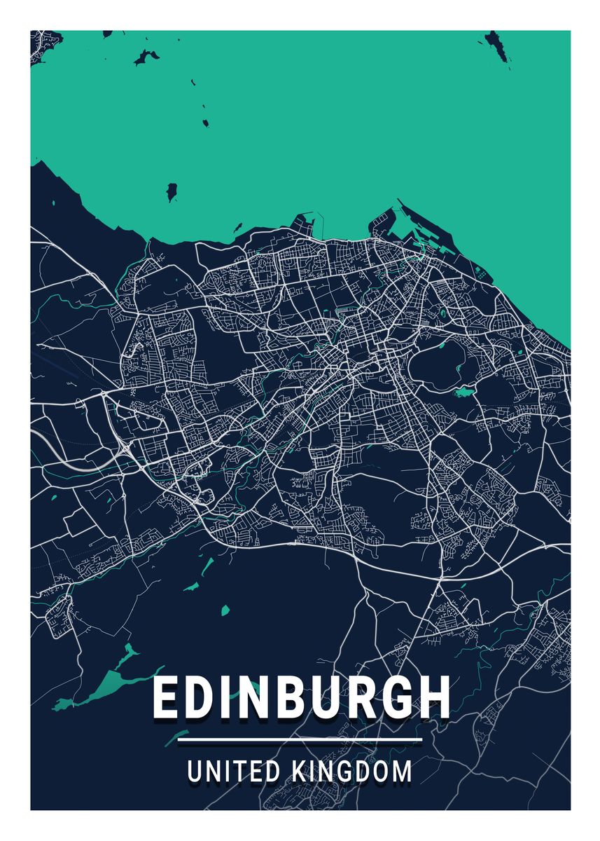 'Edinburgh Blue Dark Color ' Poster by Tien Stencil | Displate
