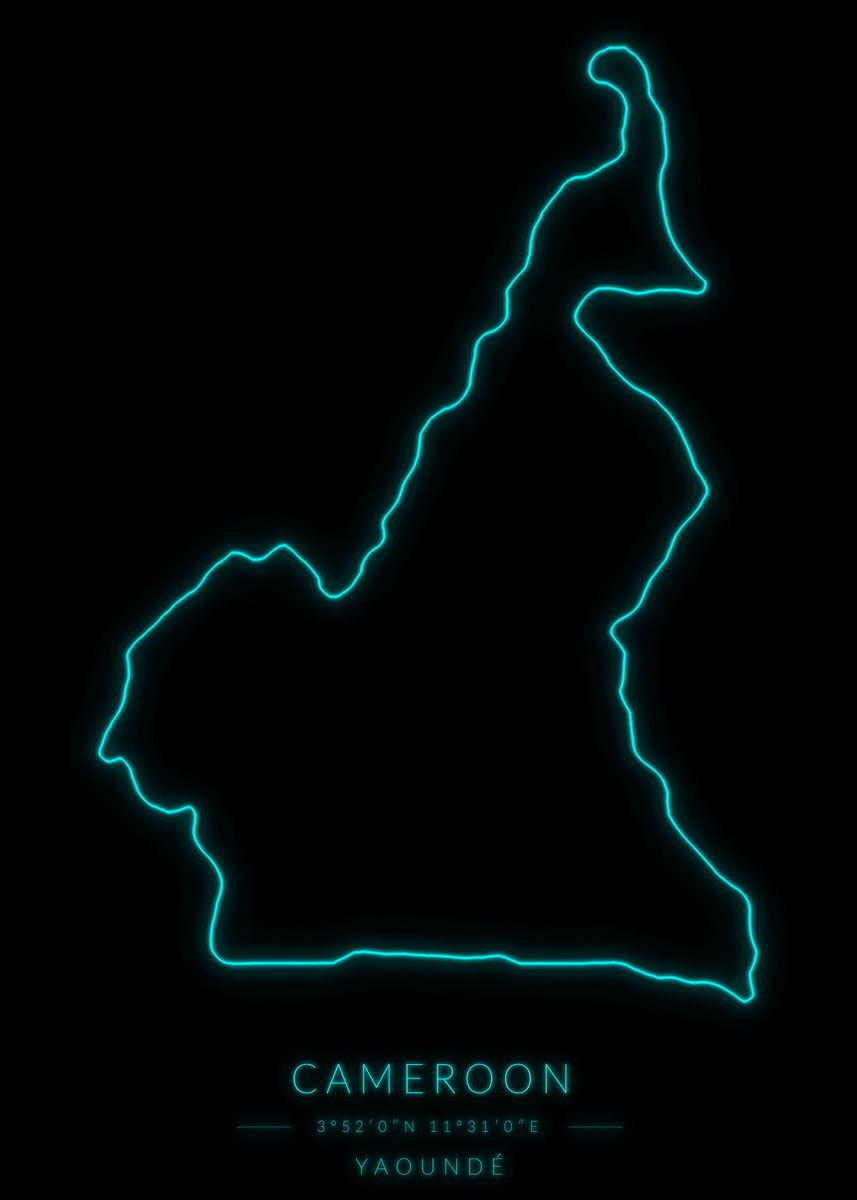 'Cameroon Neon' Poster, picture, metal print, paint by Jerhus | Displate