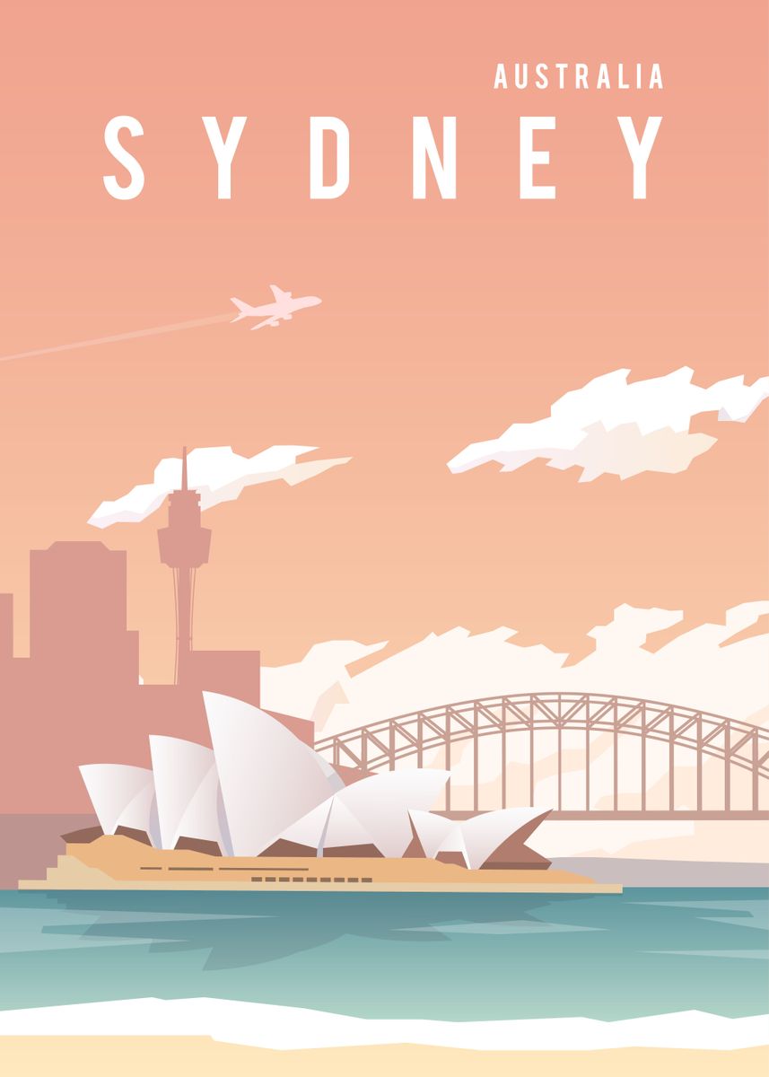 'Sydney Travel Poster' Poster, picture, metal print, paint by Five ...