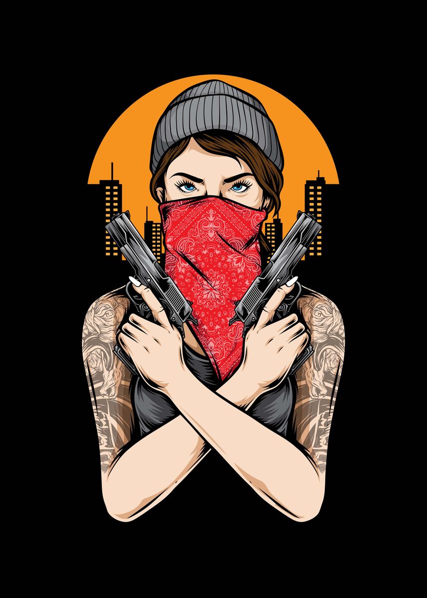 'Gun' Poster, picture, metal print, paint by Game On | Displate