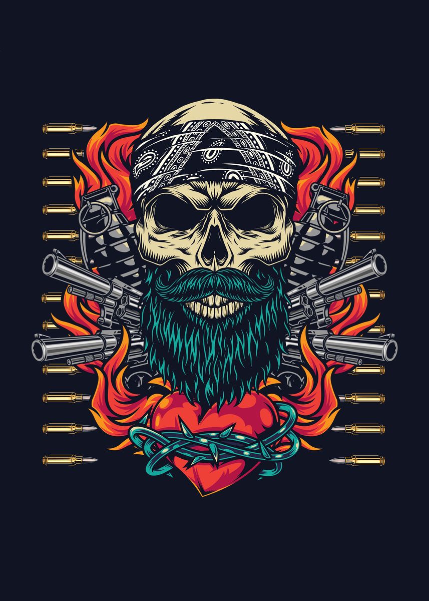 'Gun' Poster, picture, metal print, paint by Chainsaw Witcher | Displate