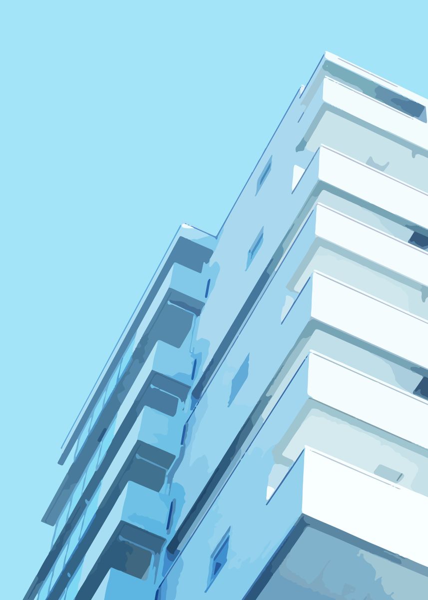 'Blue Building' Poster by Florian Schmid | Displate