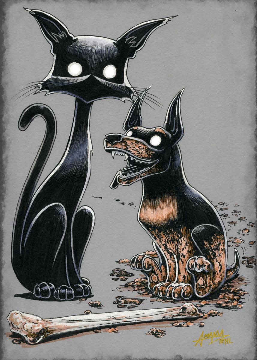 'Boo Kitty Makes a Buddy' Poster by Amanda Diehl | Displate