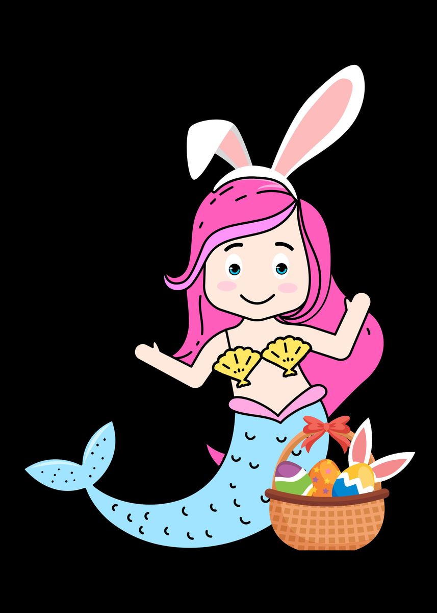 'Easter Mermaid Easter Egg ' Poster, picture, metal print, paint by ...