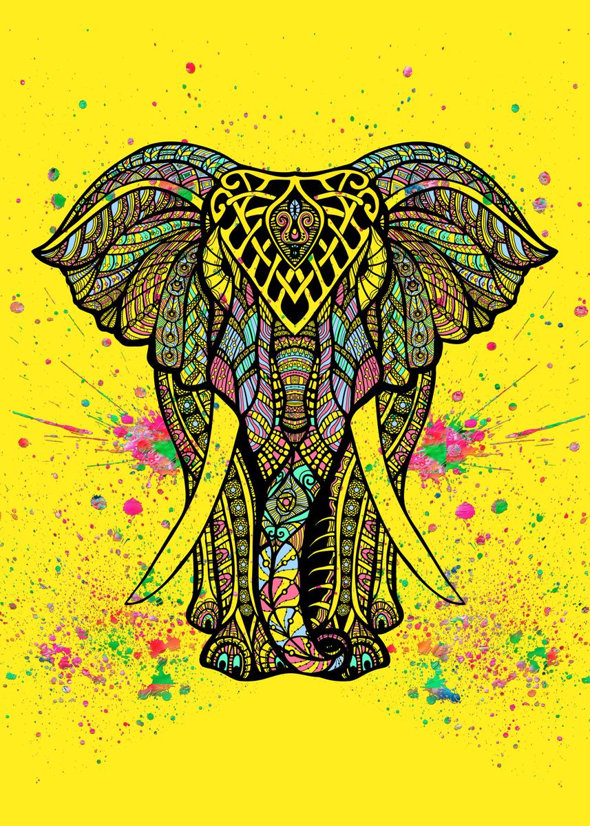'Ink splash elephant ' Poster, picture, metal print, paint by Instart ...