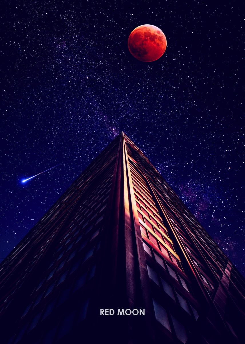 'Red Moon' Poster by Coldbrew Creative | Displate