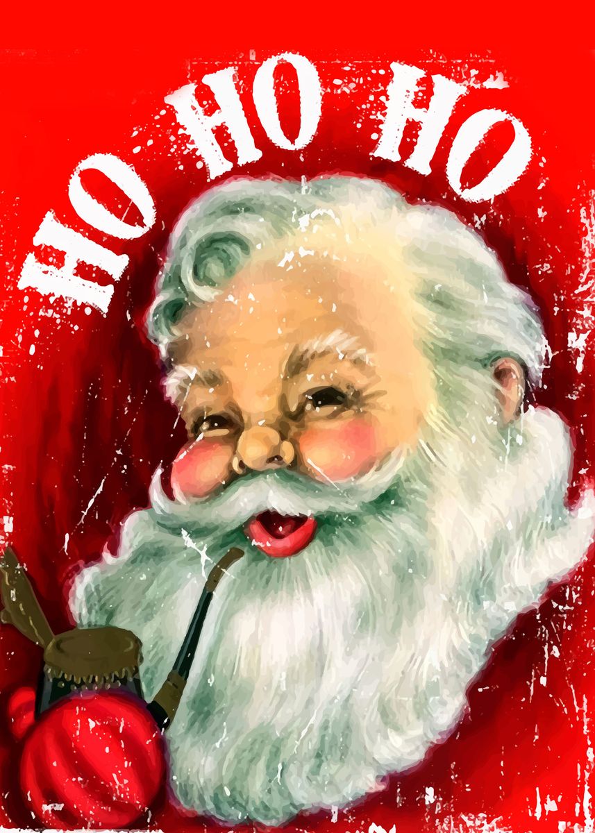 'Vintage Santa Ho Ho Ho' Poster, picture, metal print, paint by aliceq ...